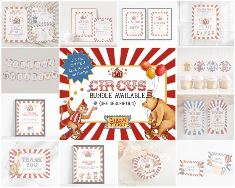 Circus Party Table Numbers Printable Template, Baby Shower or Birthday ...
