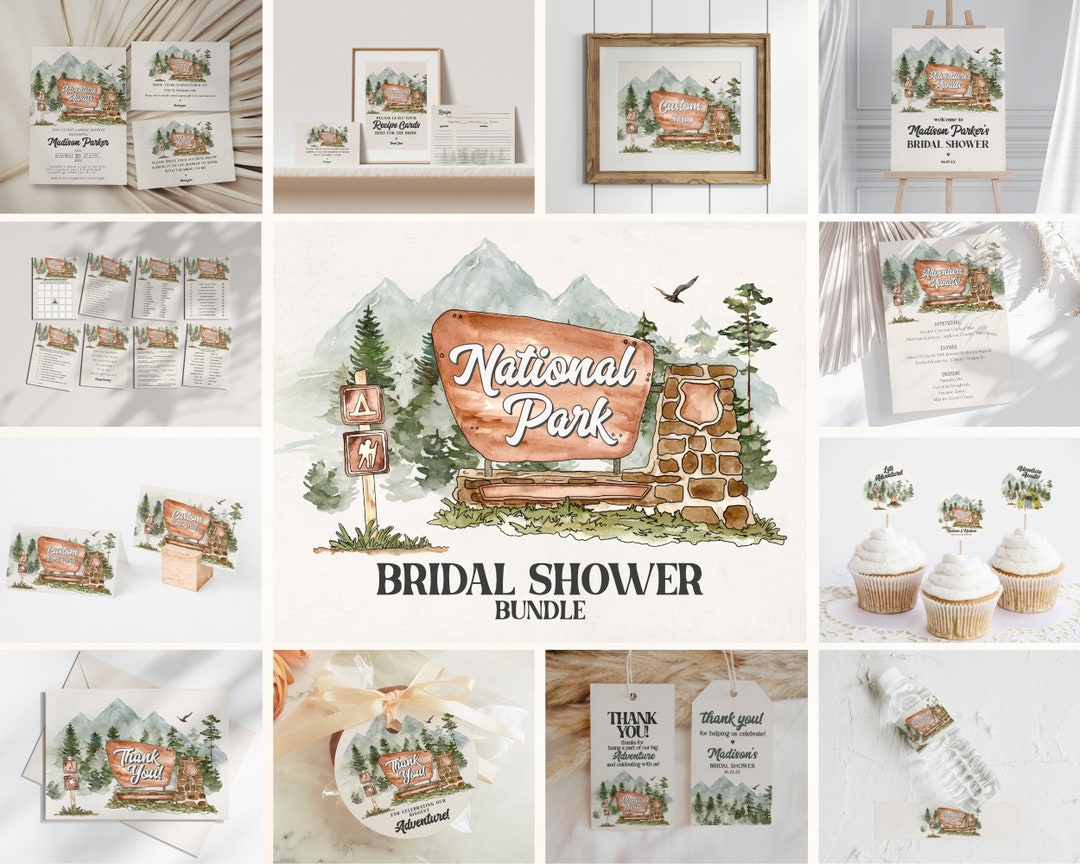 National Park Bridal Shower Bundle Template, Woodland Outdoor Bridal ...