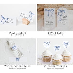 Blue Bow First Birthday Bundle Printable Template, Fancy Coquette Bow ...