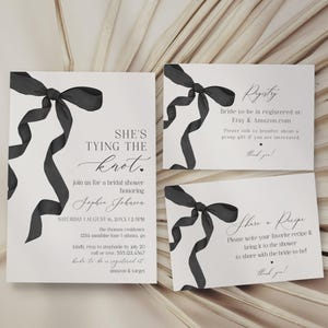 Black Bow Bridal Shower Bundle Printable Template, Shes Tying the Knot ...
