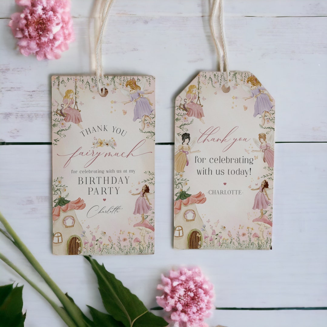 Fairy Birthday Favor Tags Printable Template, Enchanted Garden ...