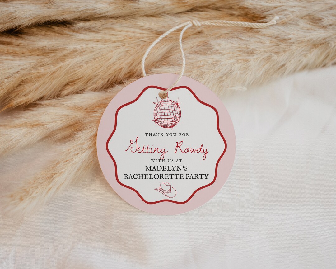 Disco Cowgirl Circle Tag Printable Template, Hand Drawn Rodeo Party ...