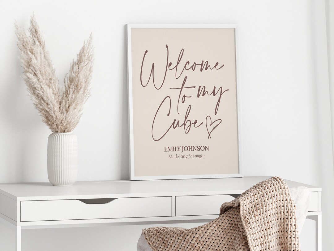 Welcome to My Cube Printable, Feminine Office Wall Decor for Women ...