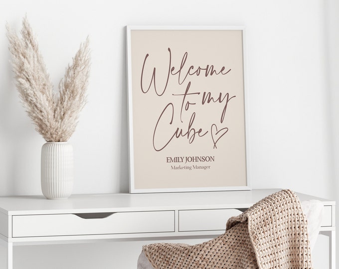 Welcome to My Cube Printable, Feminine Office Wall Decor for Women ...