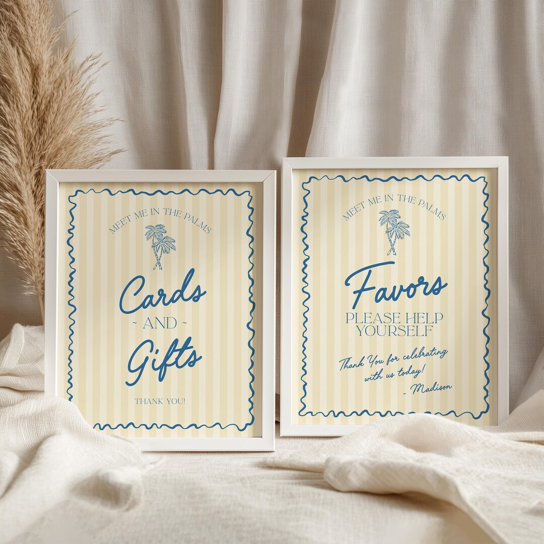 Yellow Palm Springs Cards & Gifts and Favors Sign Template, Vintage ...