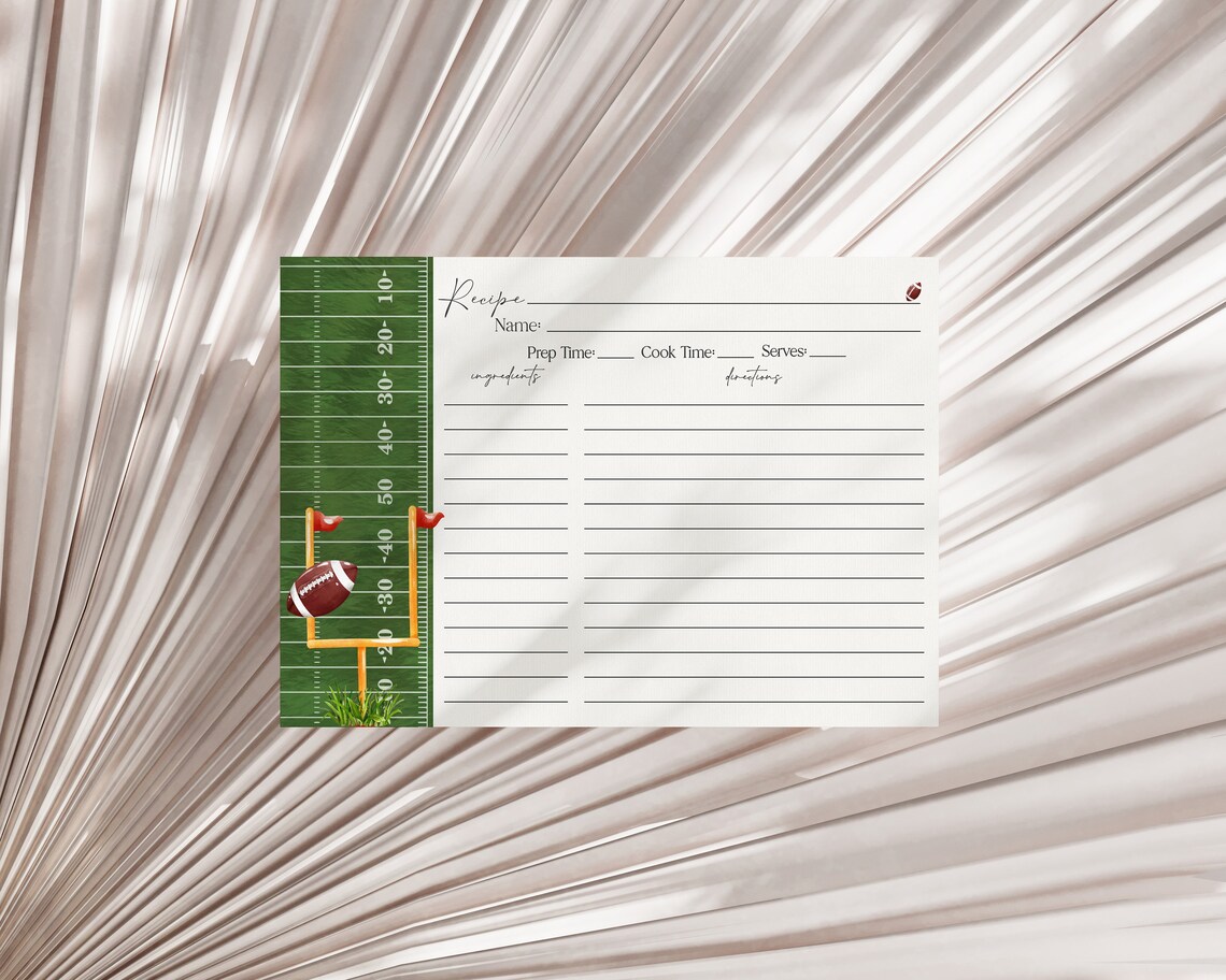 Football Recipe Card Printable Template for Couples Shower, Tailgate ...