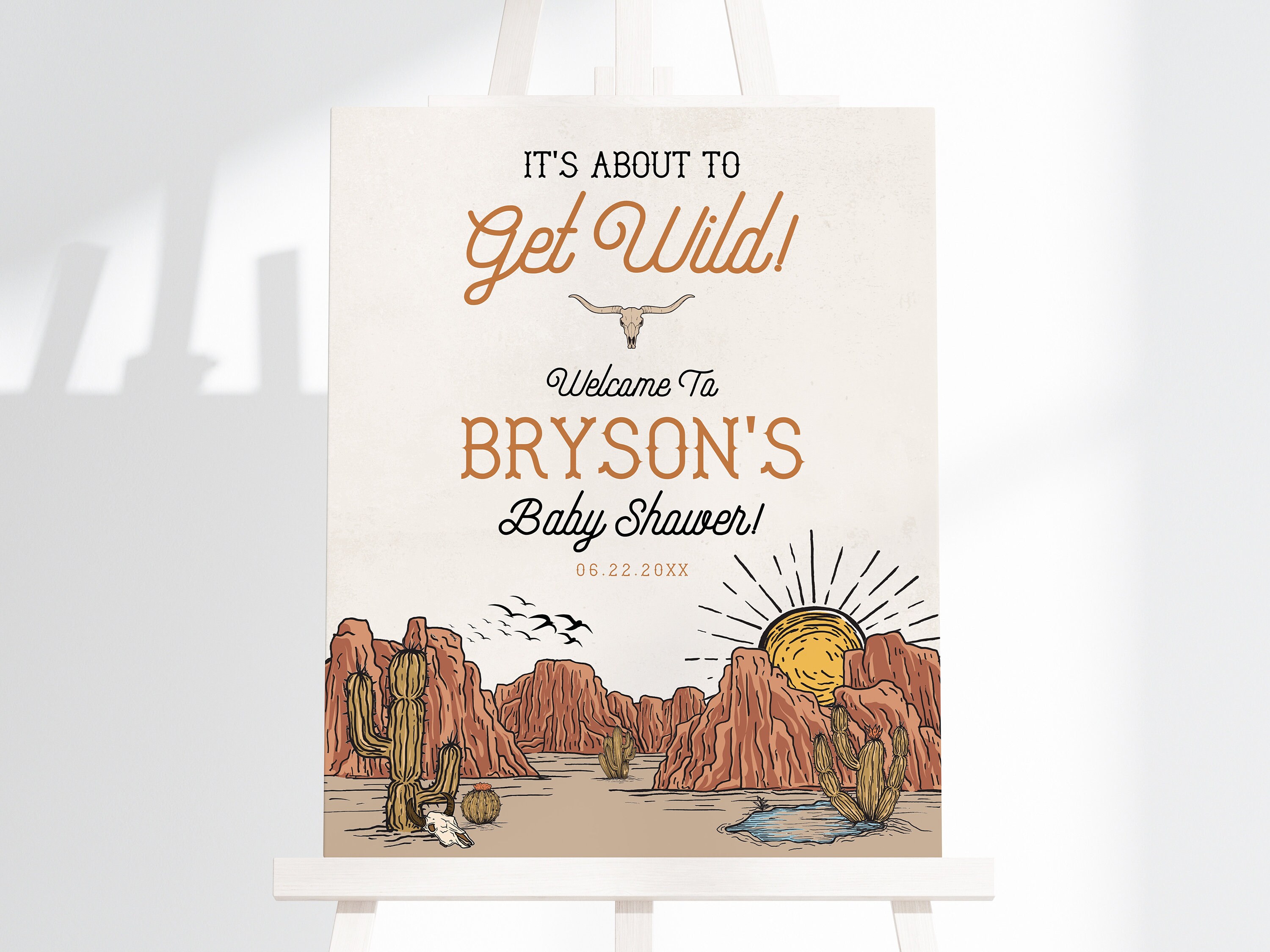 Wild West Baby Shower Welcome Sign Instant Download, Little Cowboy ...