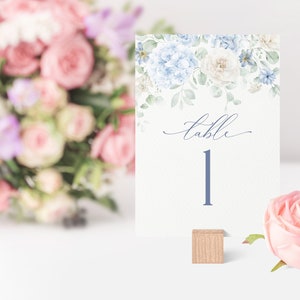 Blue Floral Table Number Cards Printable Template, Something Blue ...