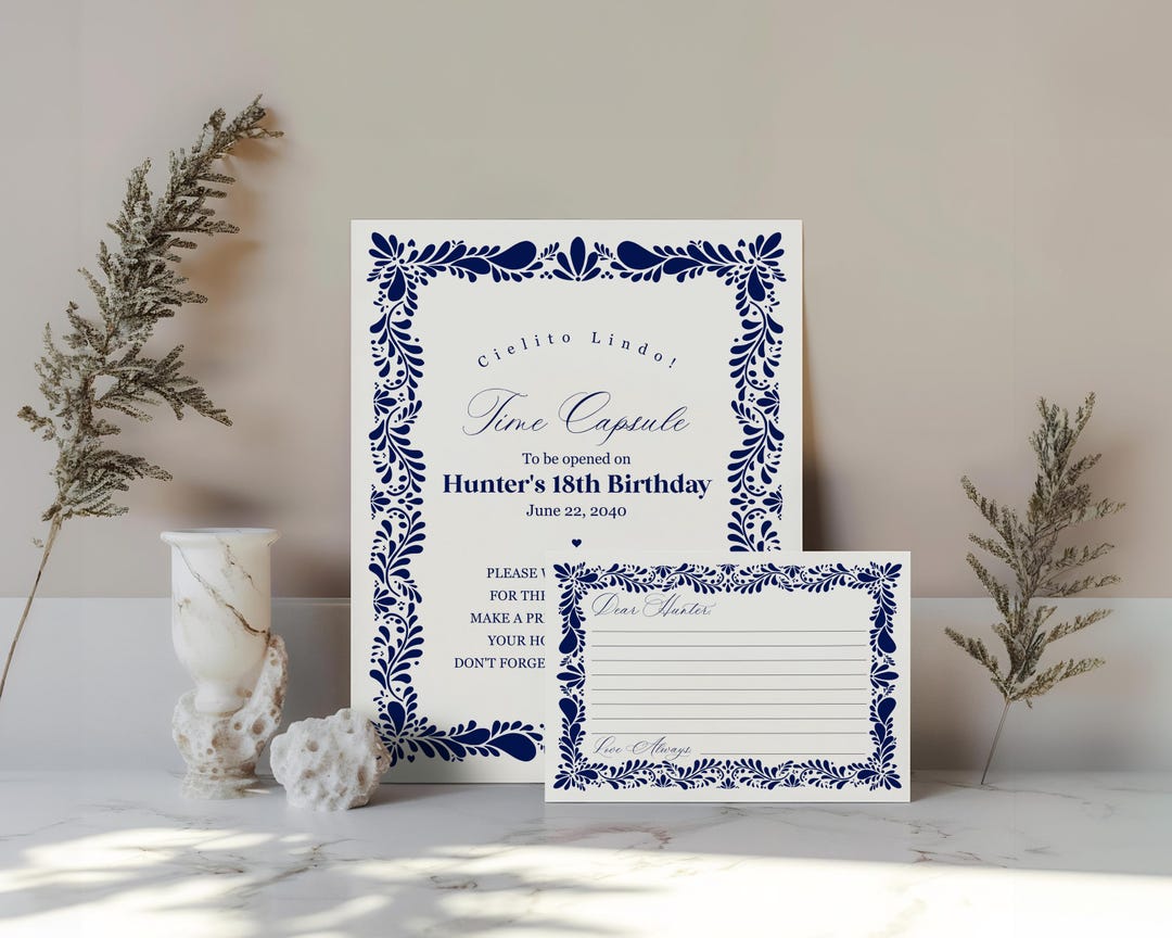 Blue Talavera Time Capsule Printable Template, Spanish Tile Mexican ...