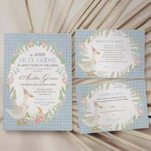 Blue Floral Silly Goose Baby Shower Bundle Printable Template, Little ...