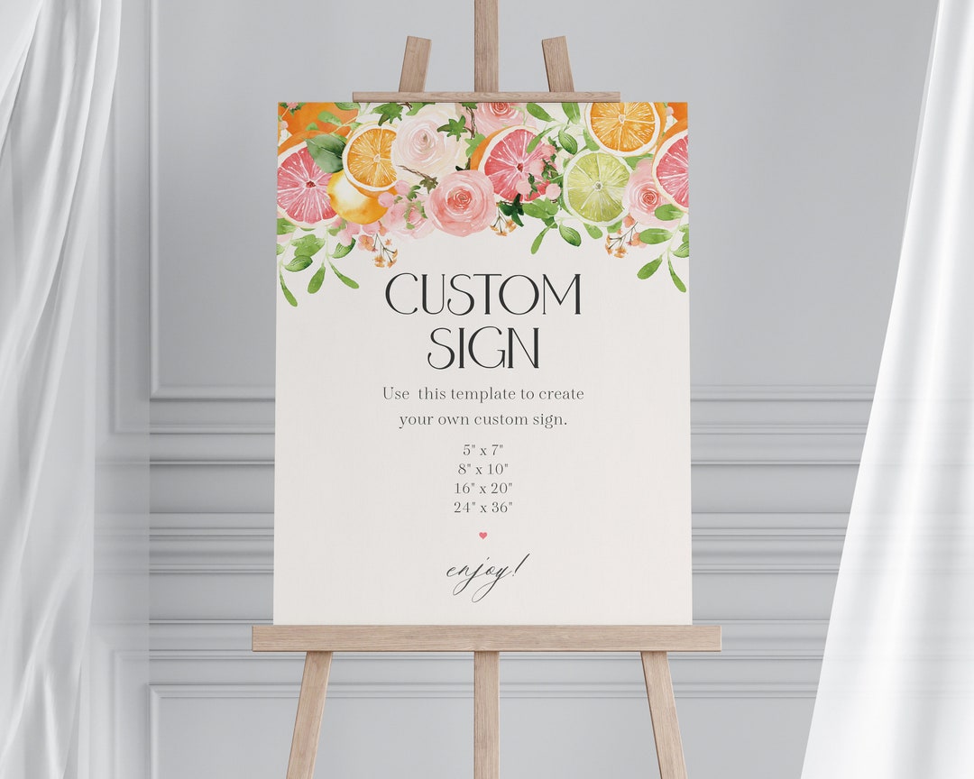 Pastel Citrus Custom Sign, Printable Party Decor for Baby or Bridal ...