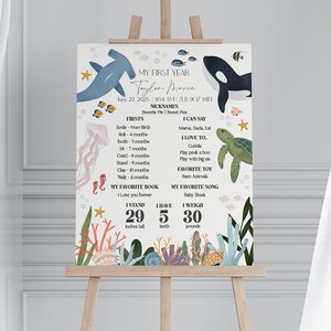 One-der the Sea First Year Milestone Sign Printable Template, Under the ...