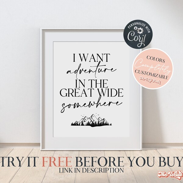 I Want Adventure in the Great Wide Somewhere - Etsy