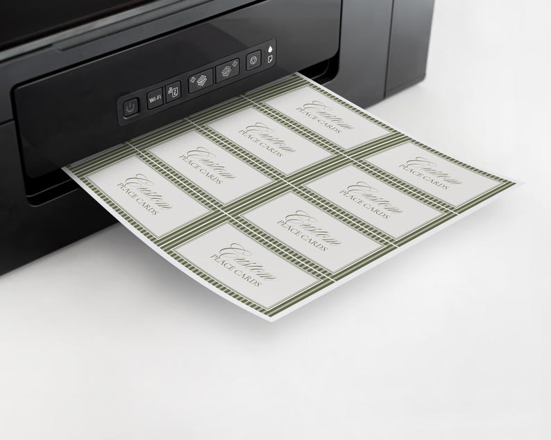 Martini Striped Place Cards Template, Old Money Bridal Shower, Olive ...