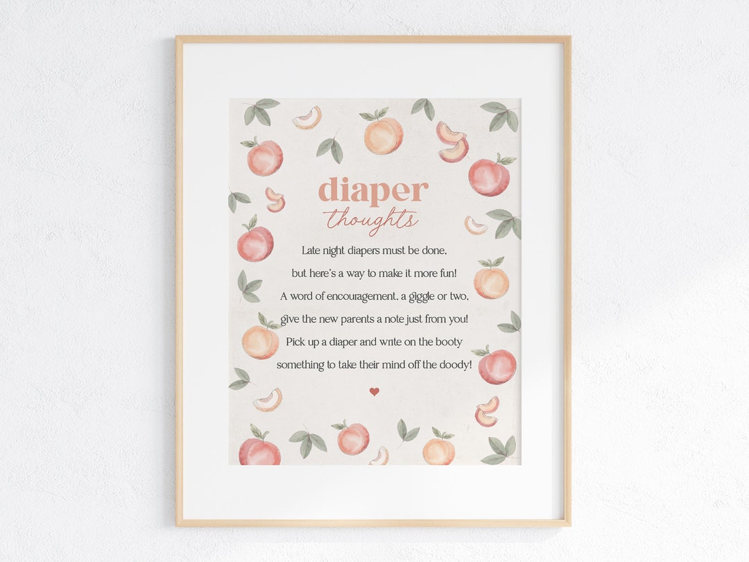 Sweet Peach is on the Way Diaper Thoughts for Baby, Peach Baby Shower ...