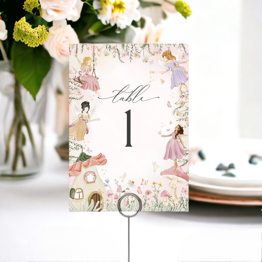 Fairy Table Number Card Printable Template, Enchanted Garden Fairytale ...