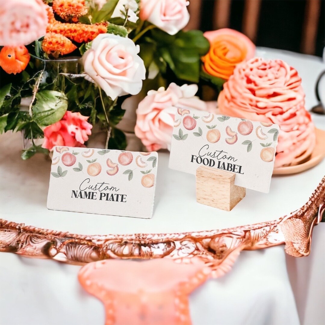 Sweet as a Peach Place Cards Printable Template, Editable Buffet Food ...