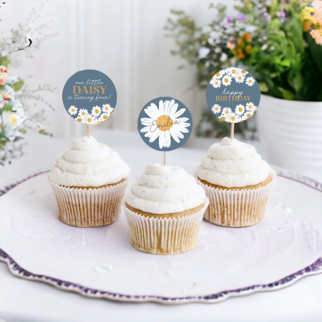 Plantilla imprimible de toppers de cupcakes de cumpleaños de - Etsy México