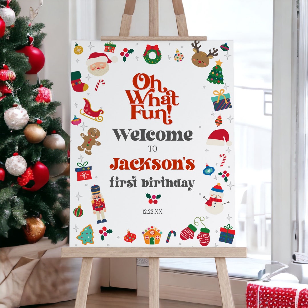 Oh What Fun Birthday Welcome Sign Template, Instant Download Christmas ...
