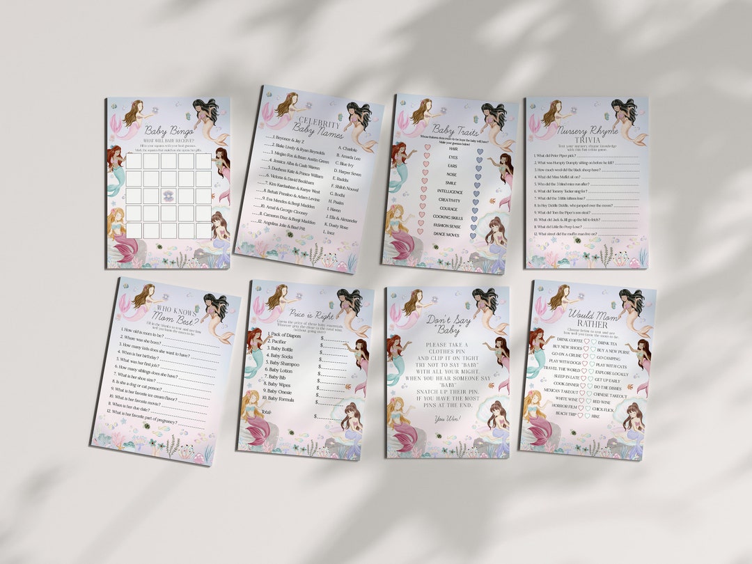 Mermaid Baby Shower Games Bundle Printable, Enchanted Under the Sea ...