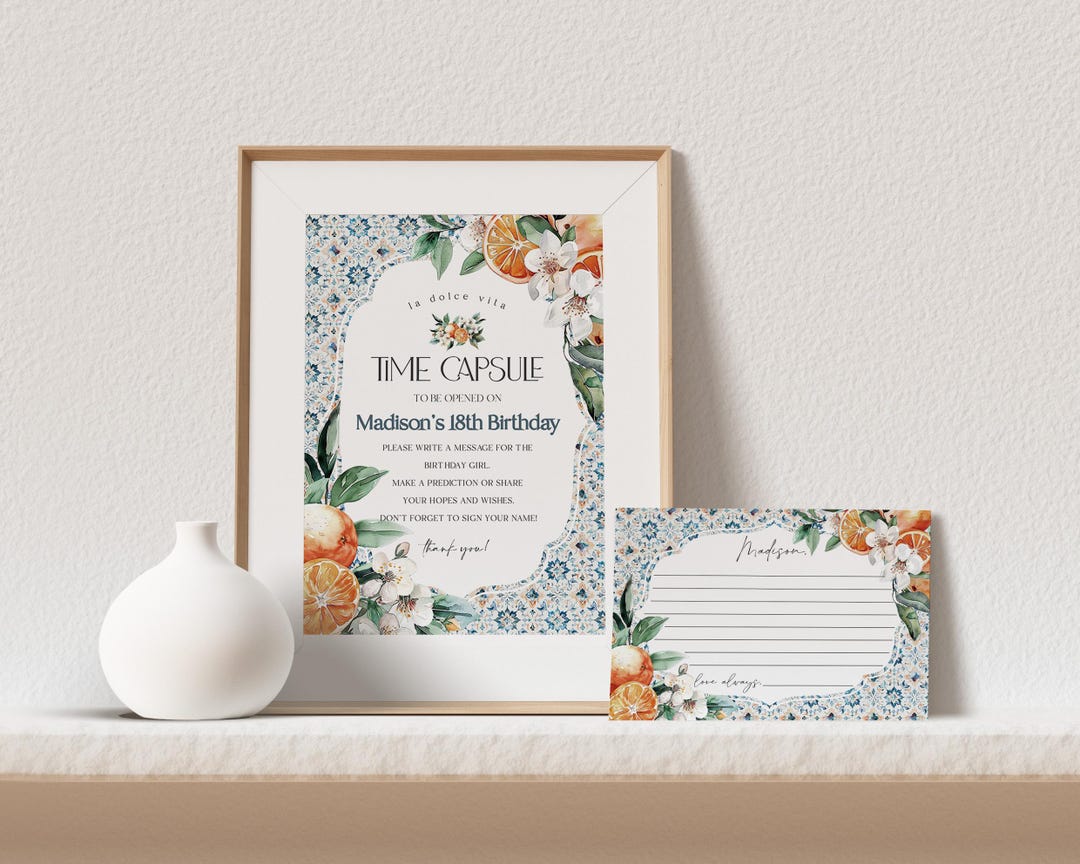 Tuscany Tile Time Capsule Printable Template, Orange Citrus ...
