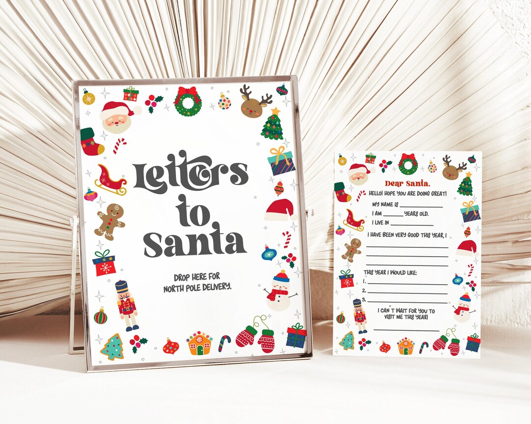 Oh What Fun Letters to Santa Set Printable Template, Dear Santa Holiday ...