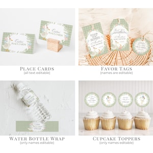 Green Floral Silly Goose Baby Shower Bundle Printable Template, Little ...