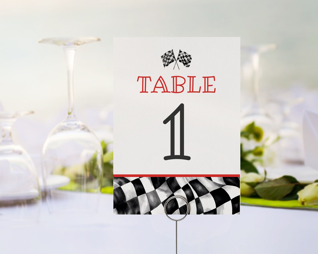 Red Race Car Table Number Printable Template, Little Racer Baby Shower ...