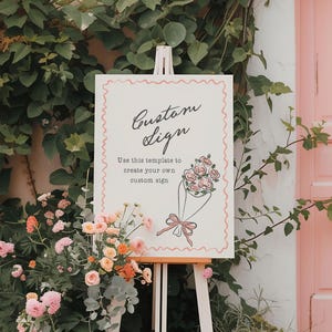 Pink Flower Market Custom Sign Template, Market Bridal Shower ...
