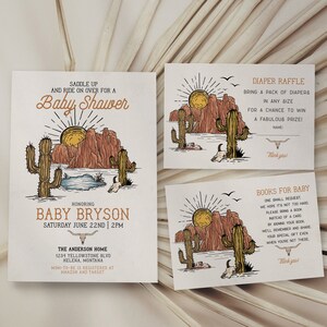 Wild West Baby Shower Invitation Bundle Instant Download, Little Cowboy ...