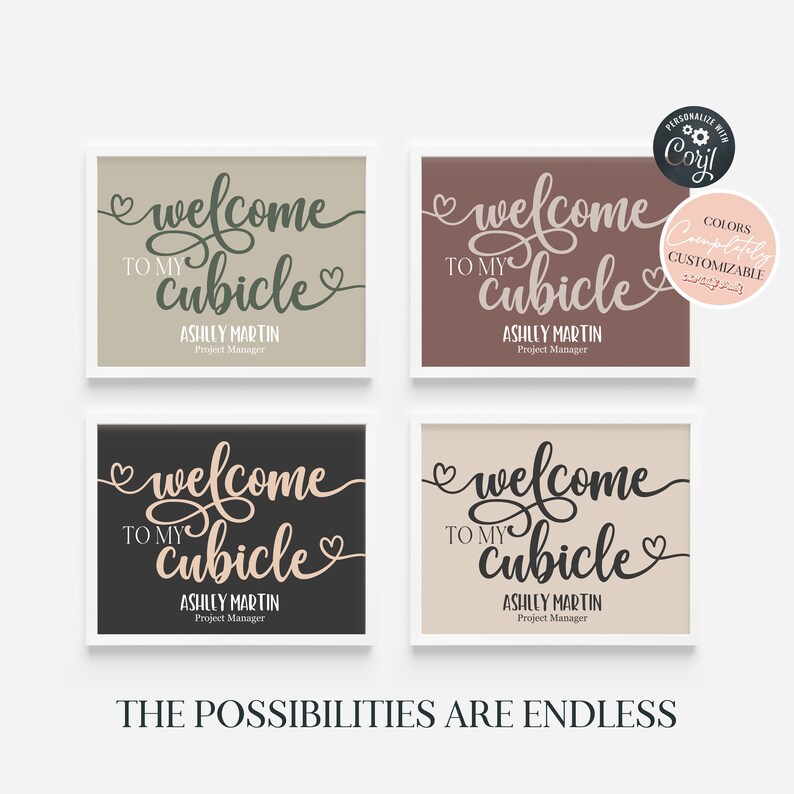 Welcome to My Cube Printable, Feminine Office Wall Decor for Women ...
