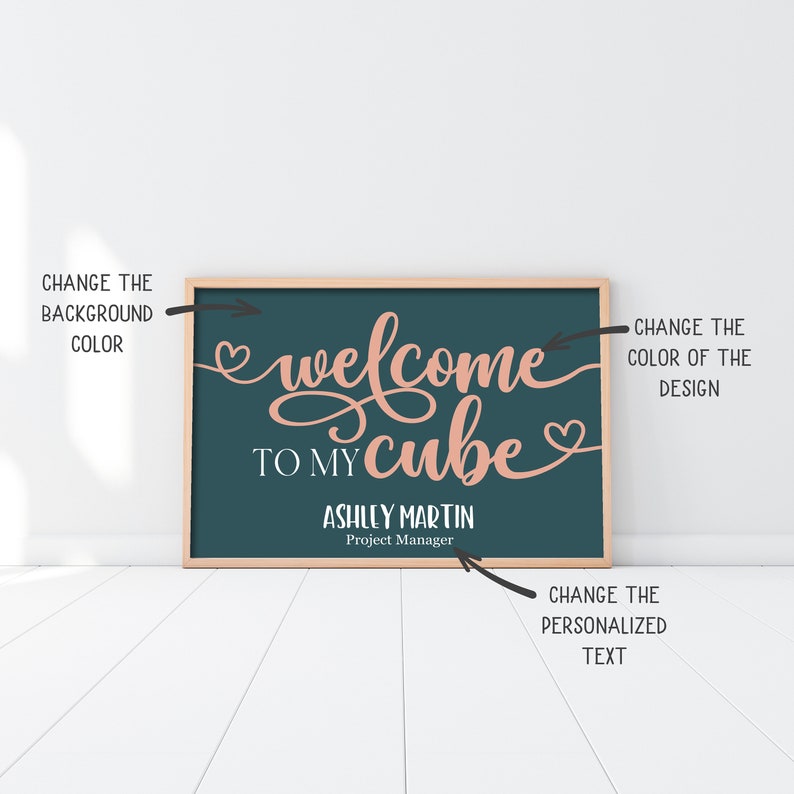 Welcome to My Cube Printable, Feminine Office Wall Decor for Women ...