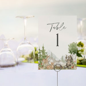 Woodland Animals Baby Shower or Birthday Party Table Numbers Instant ...