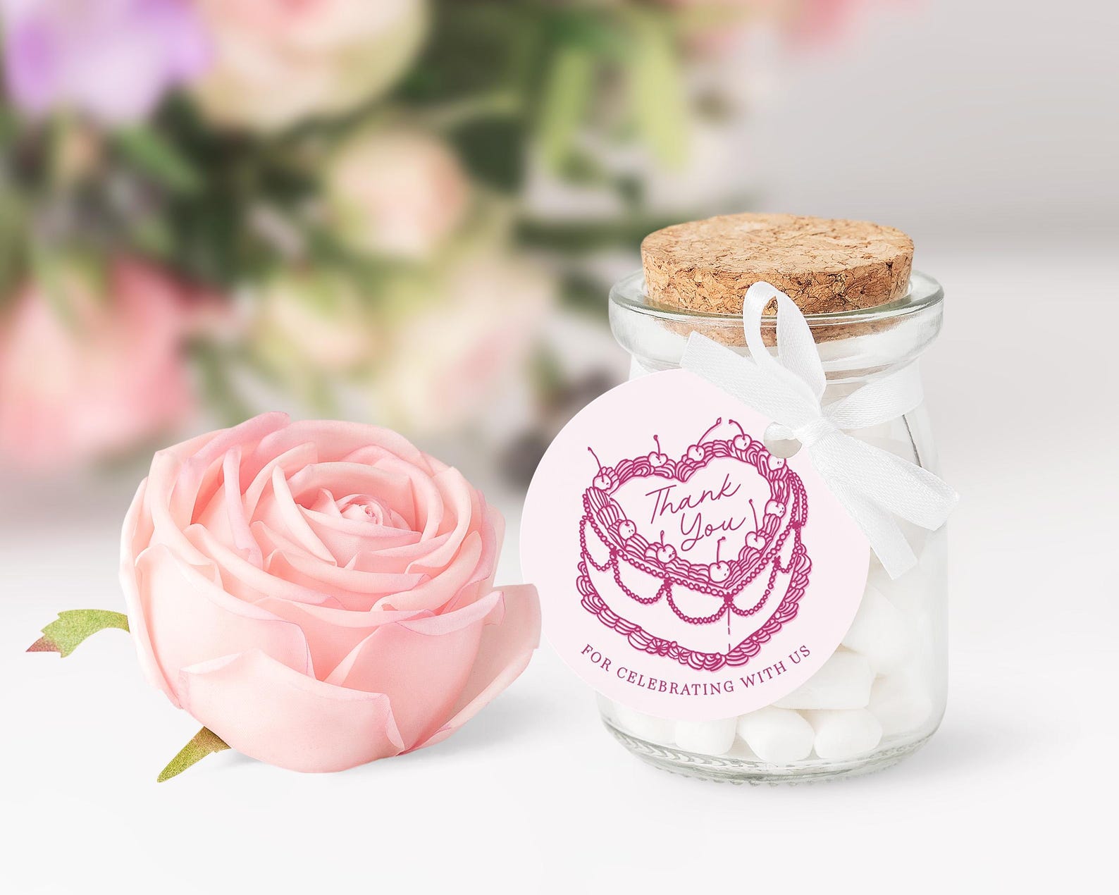 Pink Coquette Heart Cake Birthday Favor Tags Printable Template ...
