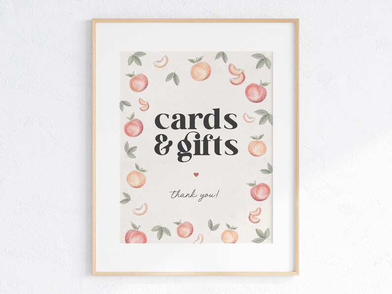 Sweet Peach is on the Way Cards and Gifts Sign and Favors Sign ...