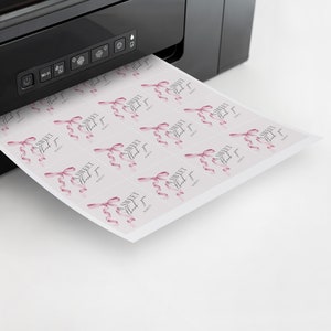 Pink Bow Favor Tags Printable Template, Watercolor Preppy Coquette Bow ...