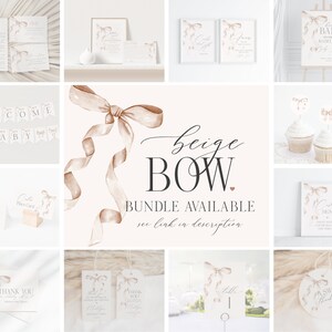 Beige Bow Time Capsule Printable Template, Neutral Preppy Coquette Bow ...