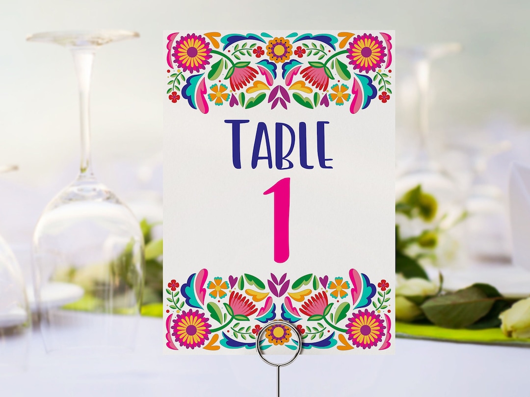 Fiesta Table Numbers Printable Template, Engagement Shower, Wedding ...