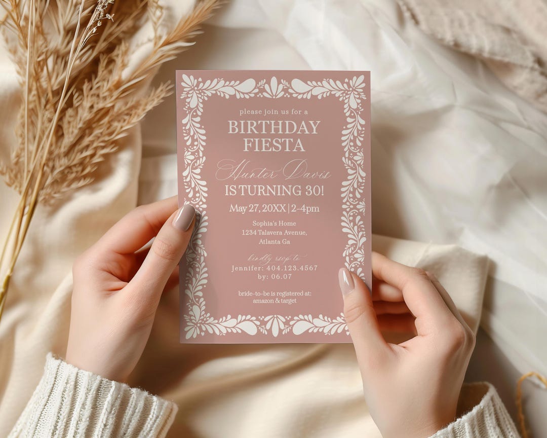 Pink Talavera Birthday Invitation Printable Template, Spanish Mexican ...