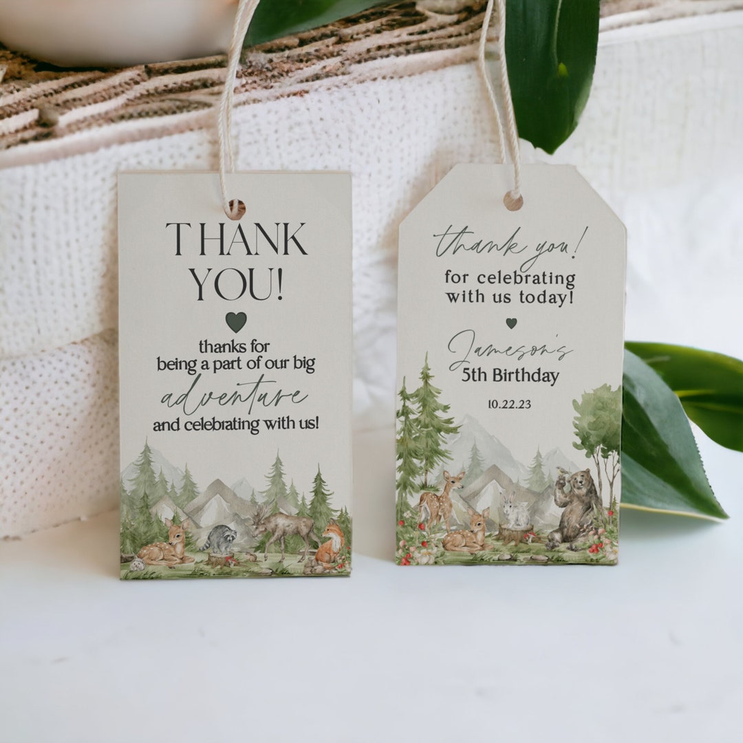 Woodland Animals Birthday Favor Tags Printable Template, Adventure ...