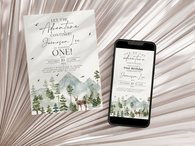 Forest Woodland Theme Birthday Party Invitation Template - Etsy
