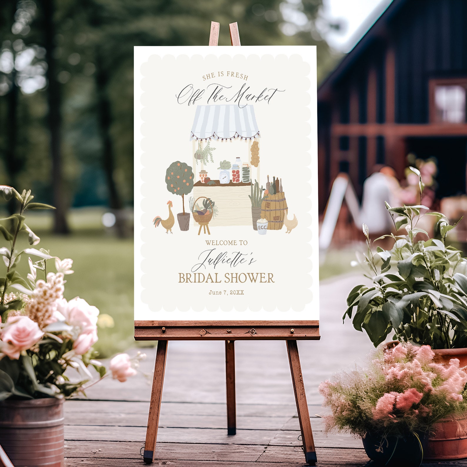 Blue Farmers Market Bridal Shower Printable Bundle, Farm Fresh Party ...