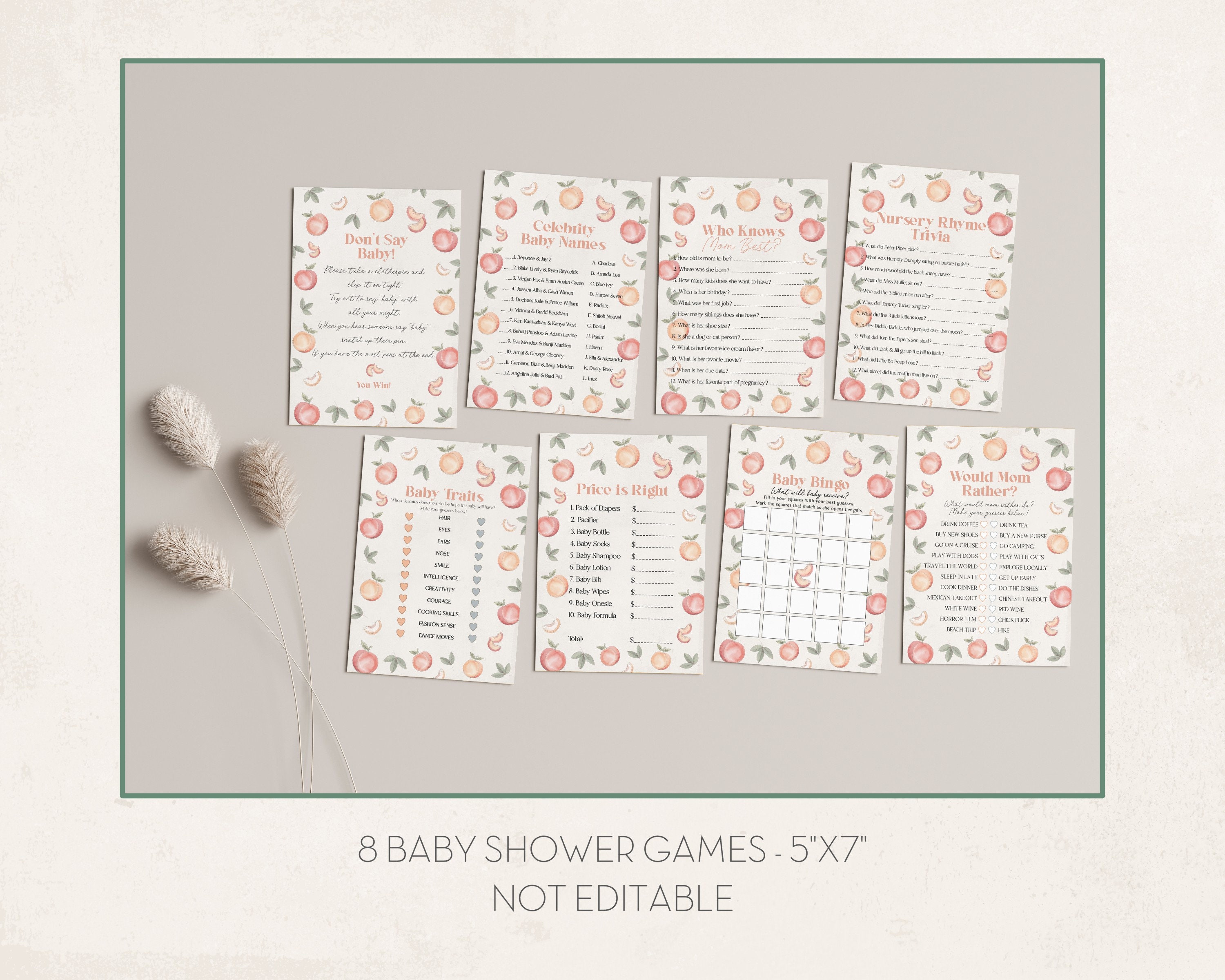 Sweet as a Peach Baby Shower Bundle Printable, Peachy Baby Shower ...