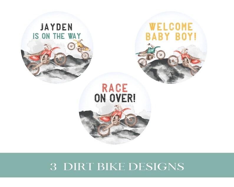 Dirt Bike Baby Shower Cupcake Toppers Printable Template, Race on Over ...