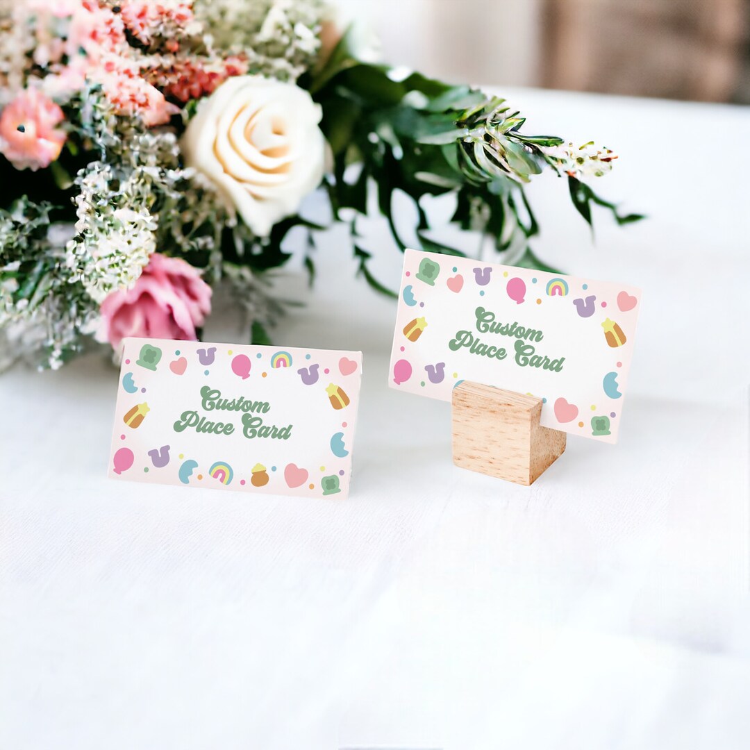 Lucky Shamrock Place Cards Printable Template for Girl Baby Shower or ...
