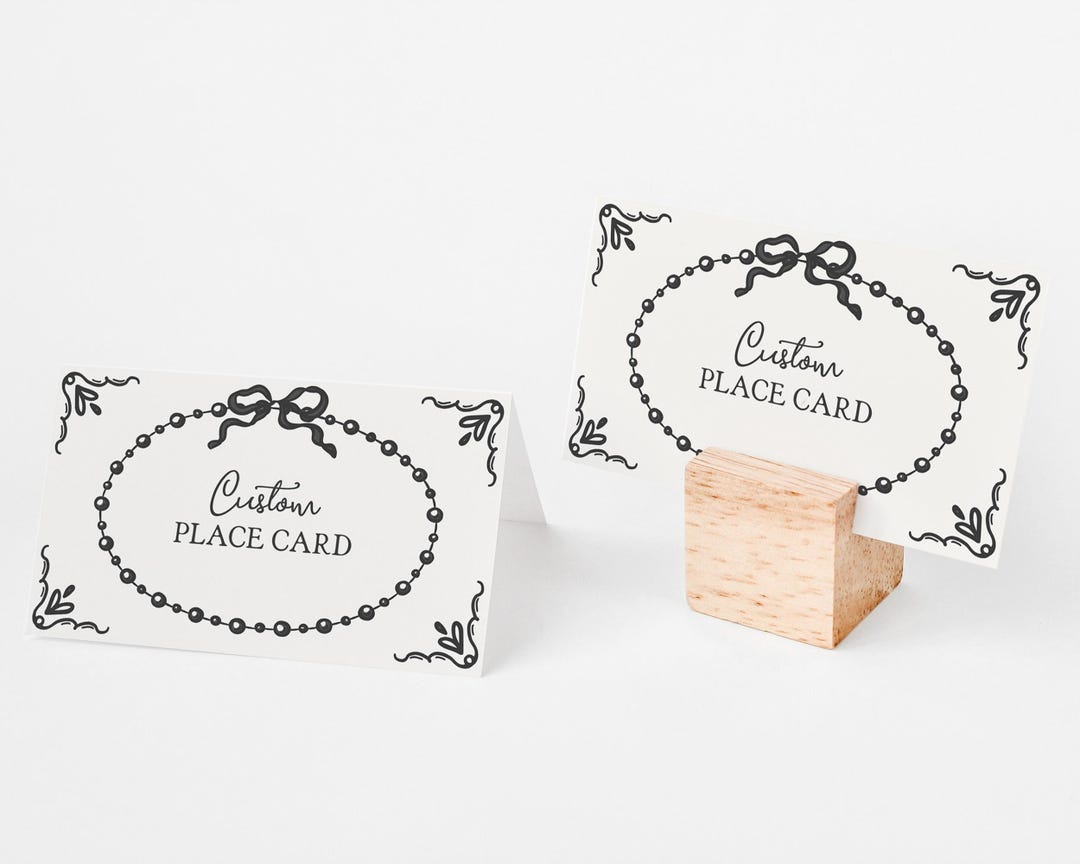 French Theme Pearl Place Cards for Baby Shower or Birthday Party ...