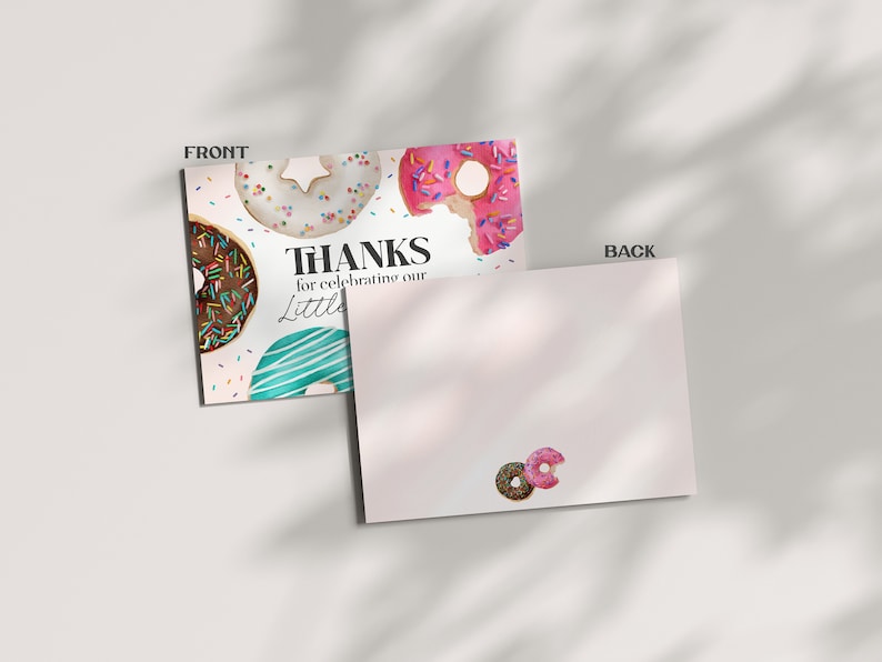 Donut Sprinkles Thank You Card Template, Donut Birthday Baby Shower ...