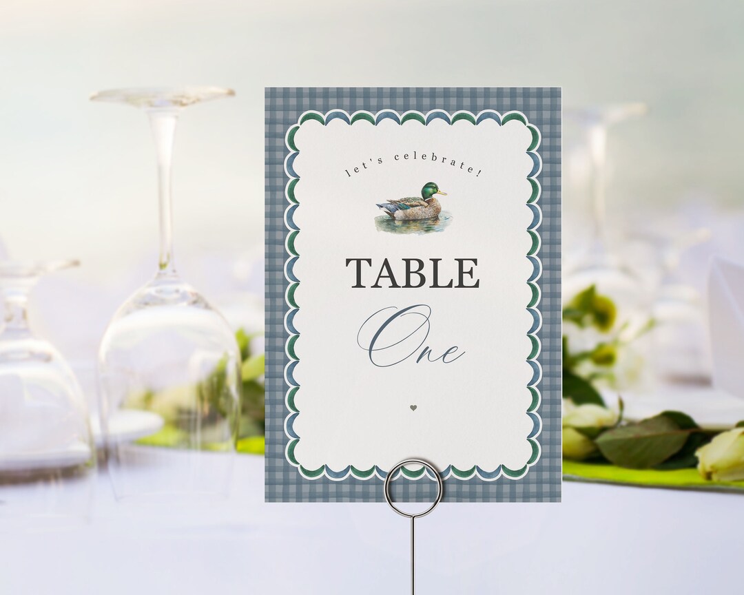 Mallard Table Numbers Printable Template, Editable One Lucky Duck ...