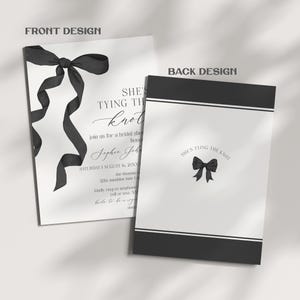 Black Bow Bridal Shower Invitation Printable Template, Shes Tying the ...