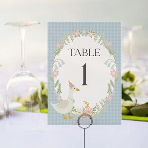 Blue Floral Silly Goose Table Number Cards Printable Template, Little ...